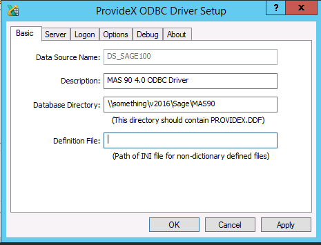 Sage 100 Providex ODBC DSN Setup - Detailed