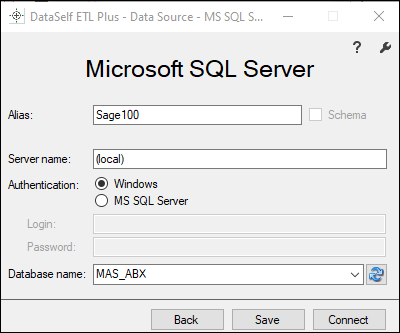 ETL+ for Sage 100 MS SQL Server