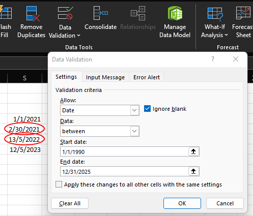 MS SQL Server and Invalid Dates / Valid Date Range
