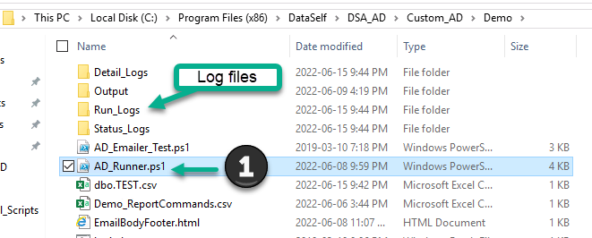 Log Files for DSA AD