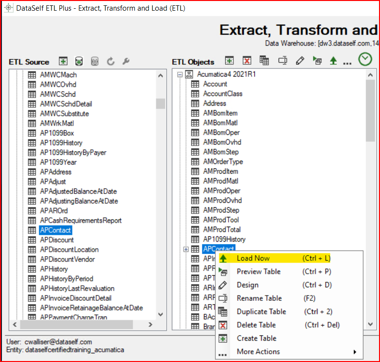 Refreshing the data warehouse