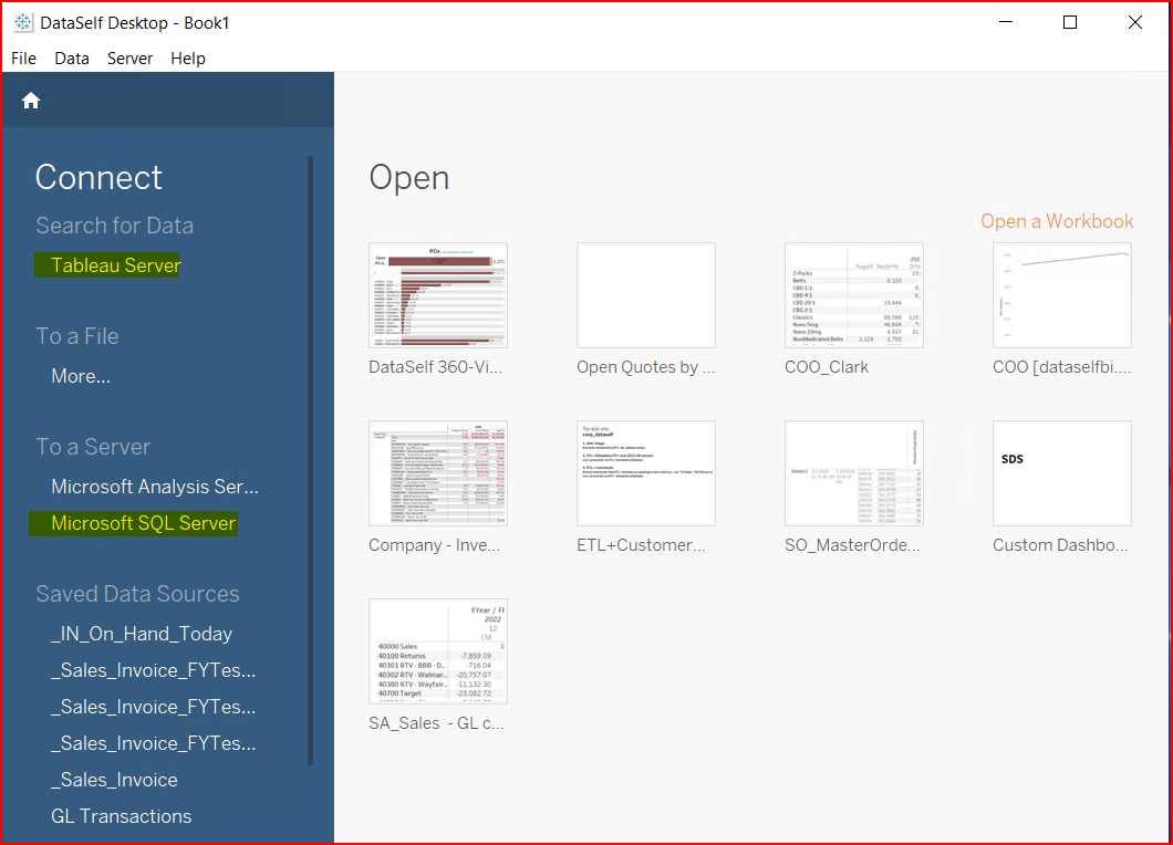 Connecting to Data Sources; SQL and Tableau