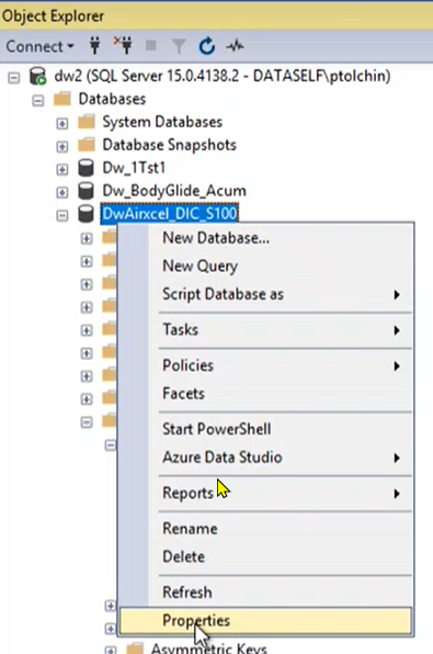 Database Containment type Property
