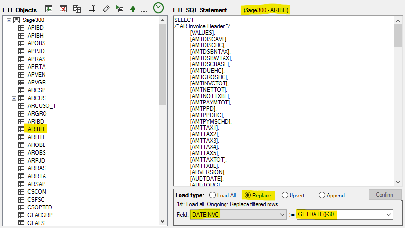 Sage 300 Pre-mapped Data Warehouse Tables