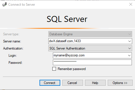 Connecting to a SQL Data Warehouse