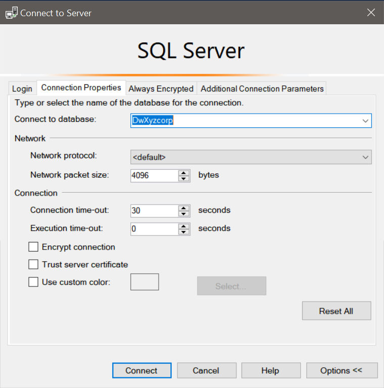 Connecting to a SQL Data Warehouse