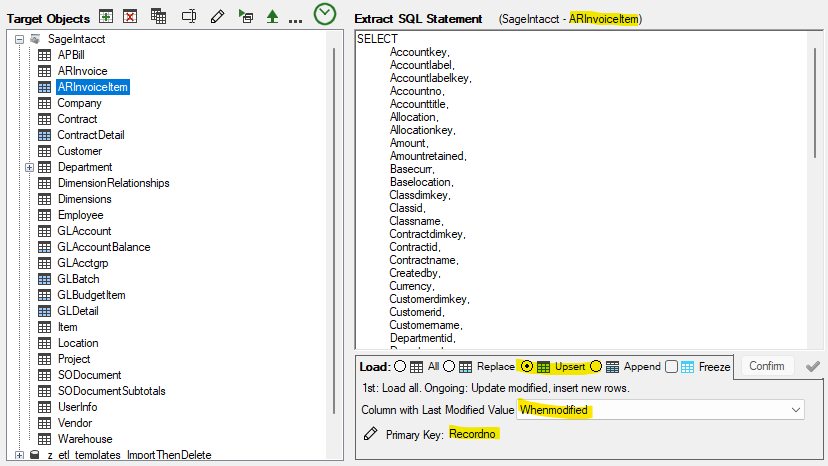 Sage Intacct Pre-Mapped Data Warehouse Tables