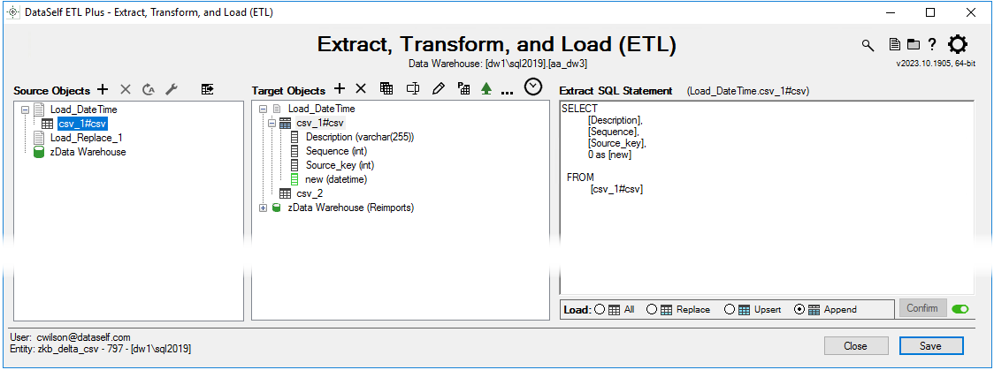 ETL+ Load Append Example 1
