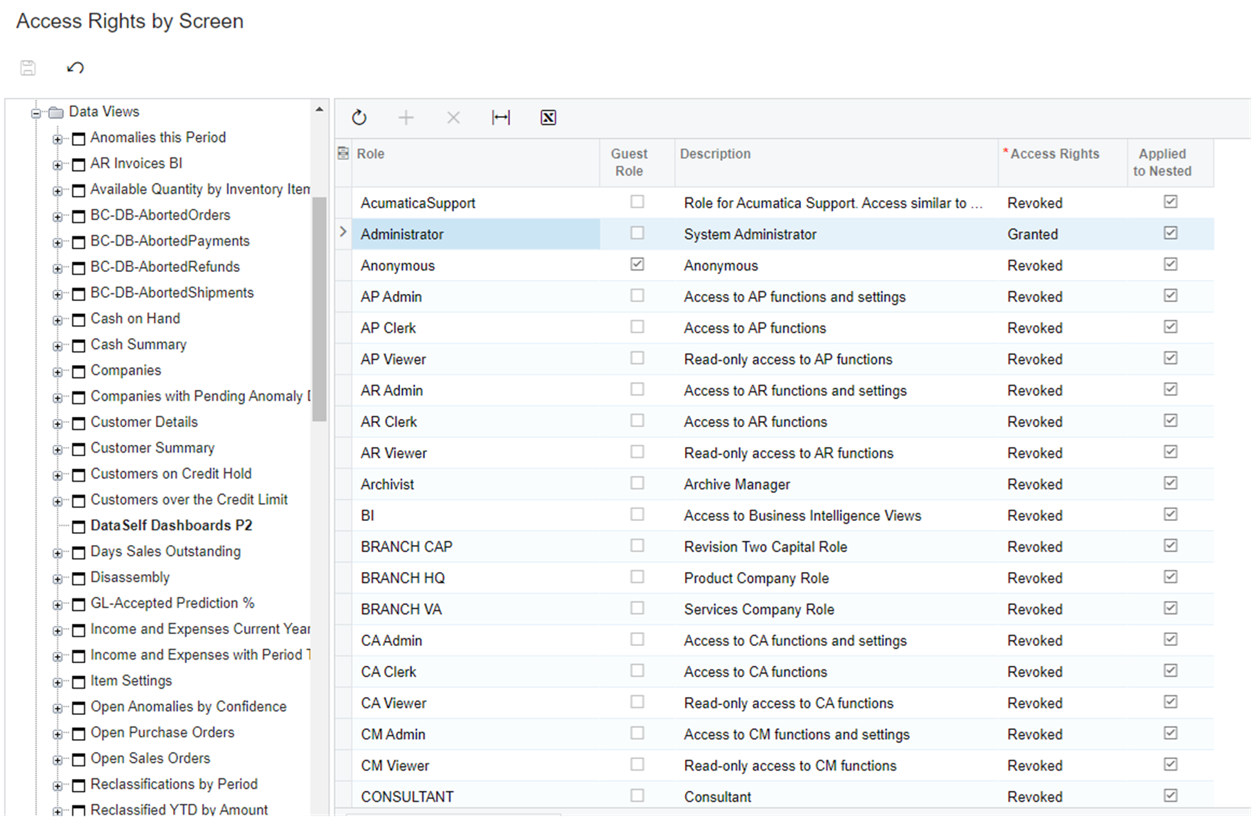 Acumatica Access Rights By Screen
