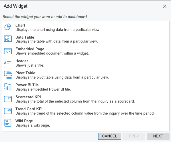 Embed Dataself In Acumatica Dashboard Widgets